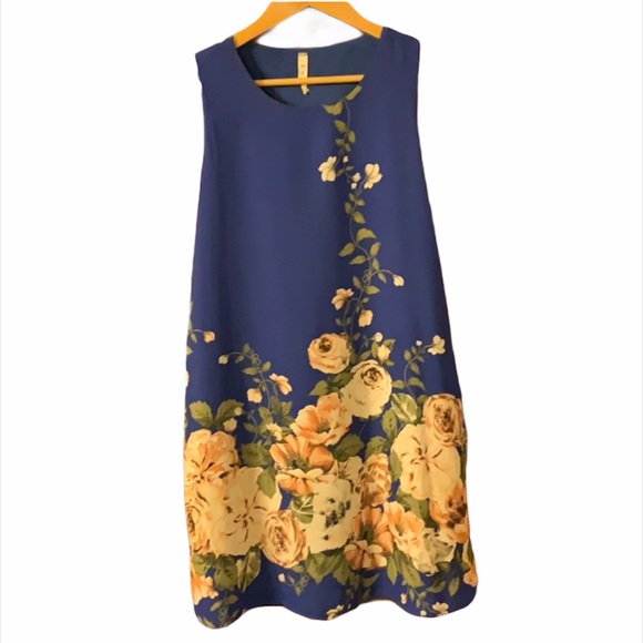 mts | Dresses | Royal Blue Sleeveless Flower Dress Mts Size Small ...